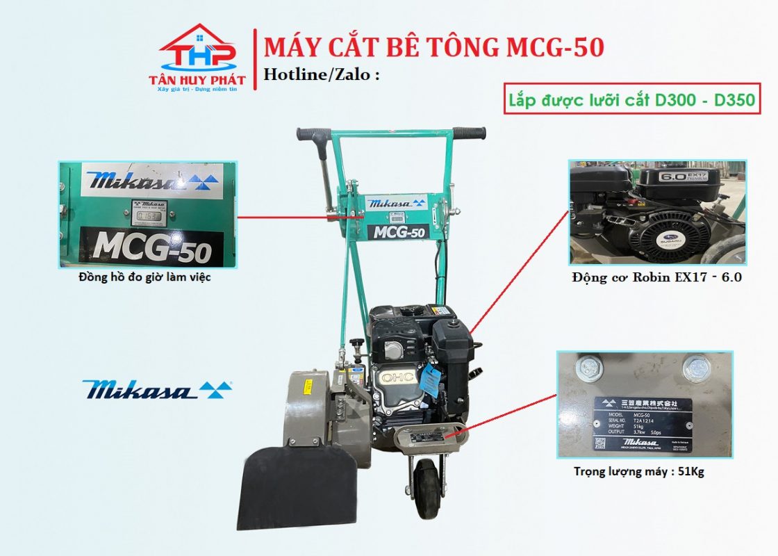 Máy Cắt Bê Tông Mikasa MCG-50 Nhật 51Kg Động cơ Robin EX17-6.0